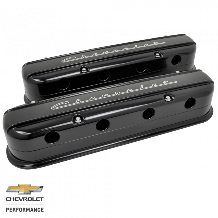 LS Chevrolet Script Modular Valve Covers Black - Rides By Kam