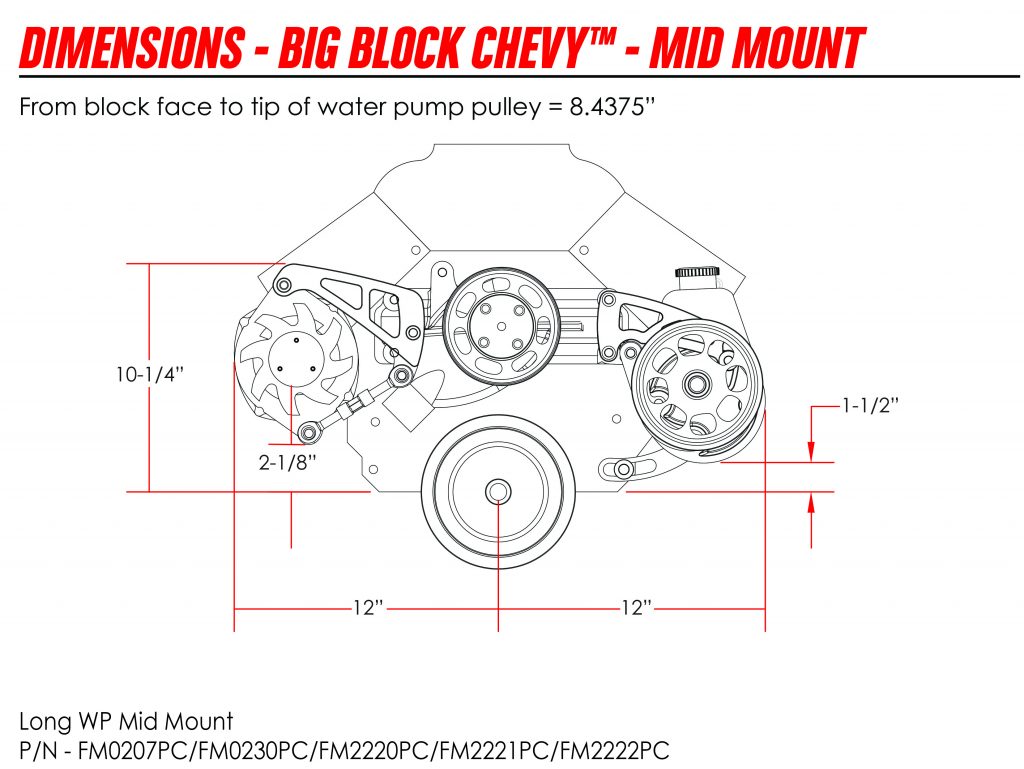 Bracket - Alternator Mid Mount BBC Long Water Pump - Rides By Kam